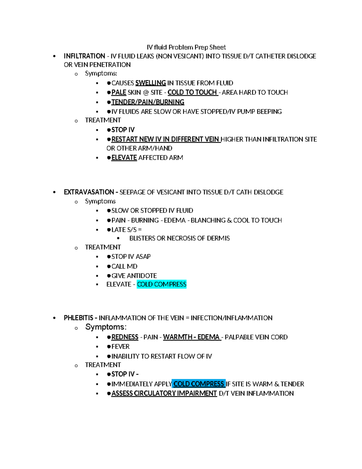 IV fluid Problem Prep Sheet - Studocu
