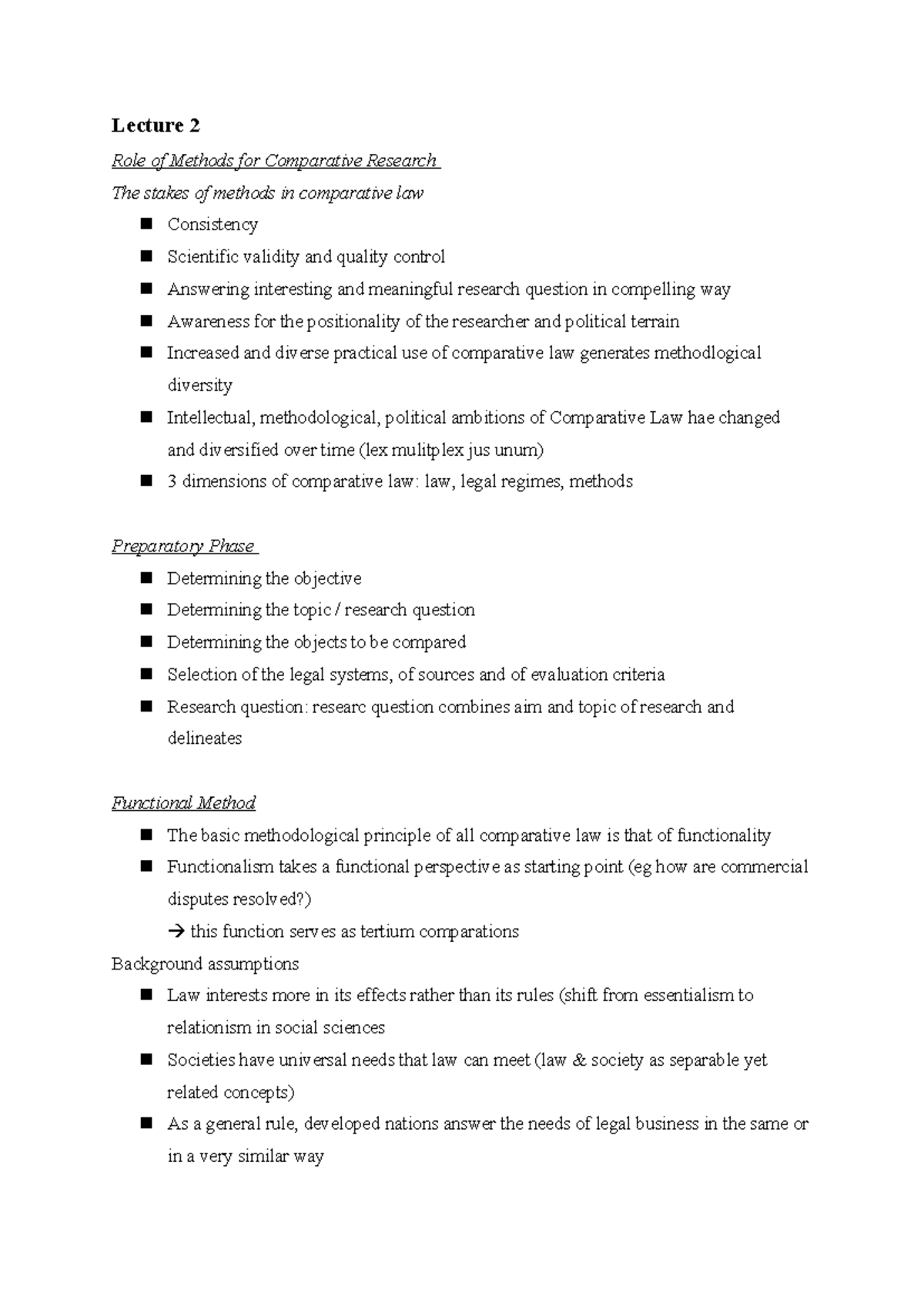 Lecture 2 - Lecture 2 Role of Methods for Comparative Research The ...