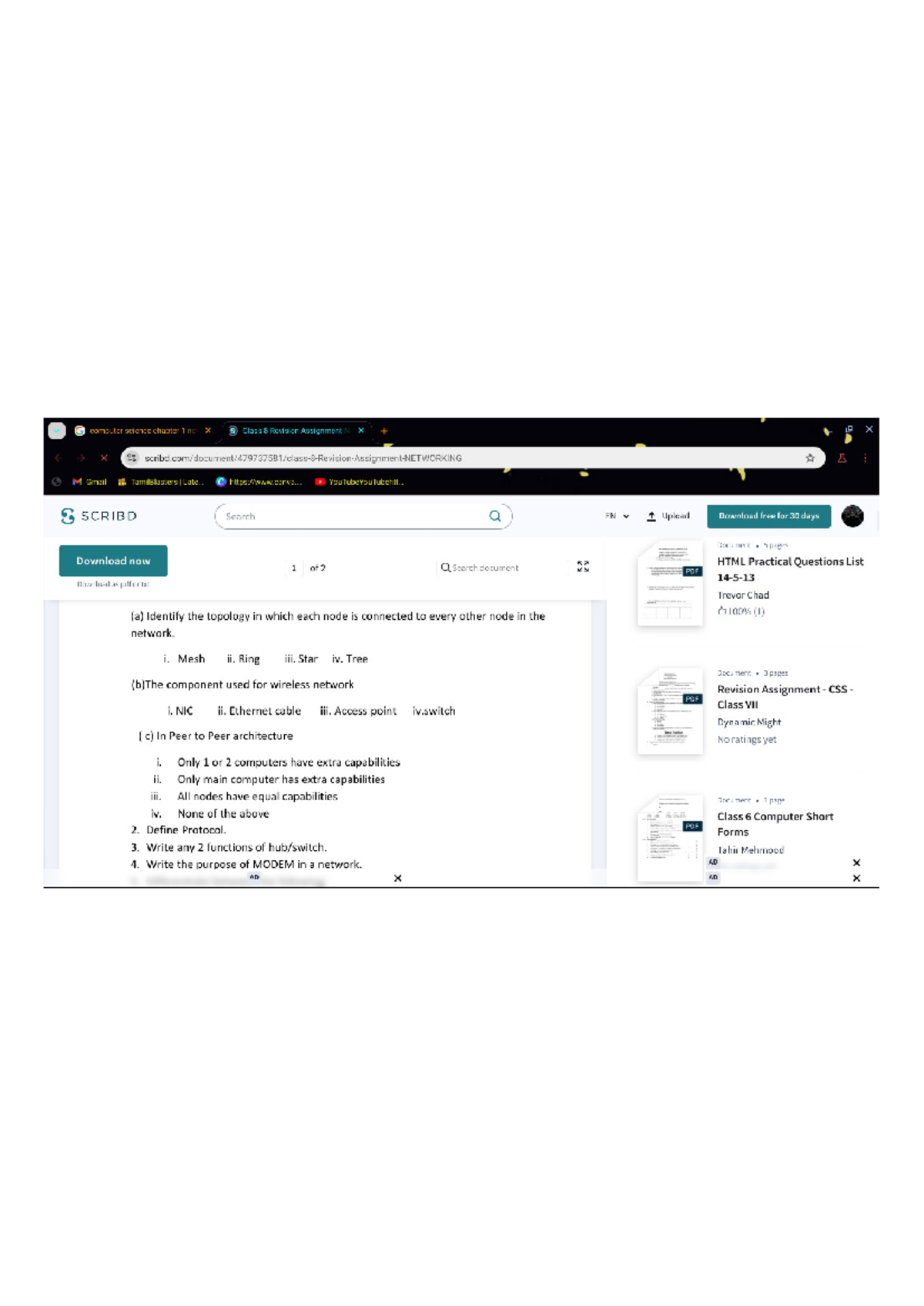 Networking 1 - its nice - computer science chapter 1 ne Class 8 Revision X : M Gmail ...