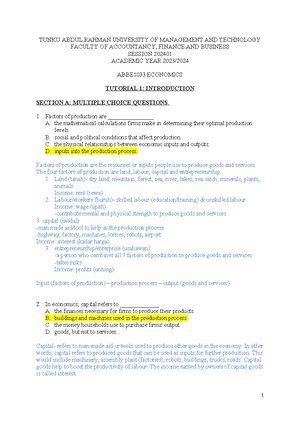 Tutorial 3 Section B Answer - ABBE1013 MICROECONOMICS tutorial 3 ...