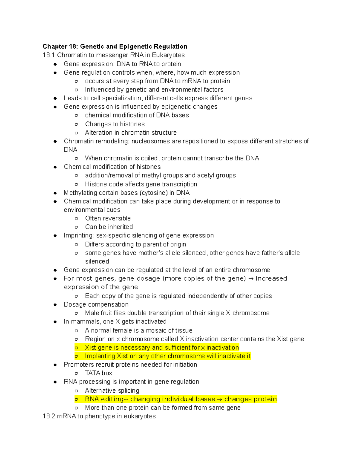 Week 5 Gene regulation - Professor Oscar Pineda-Catalan - Chapter 18 ...