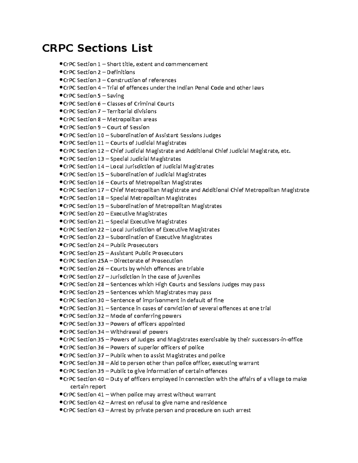 Cr PC Sections - CRPC Sections List CrPC Section 1 – Short title ...
