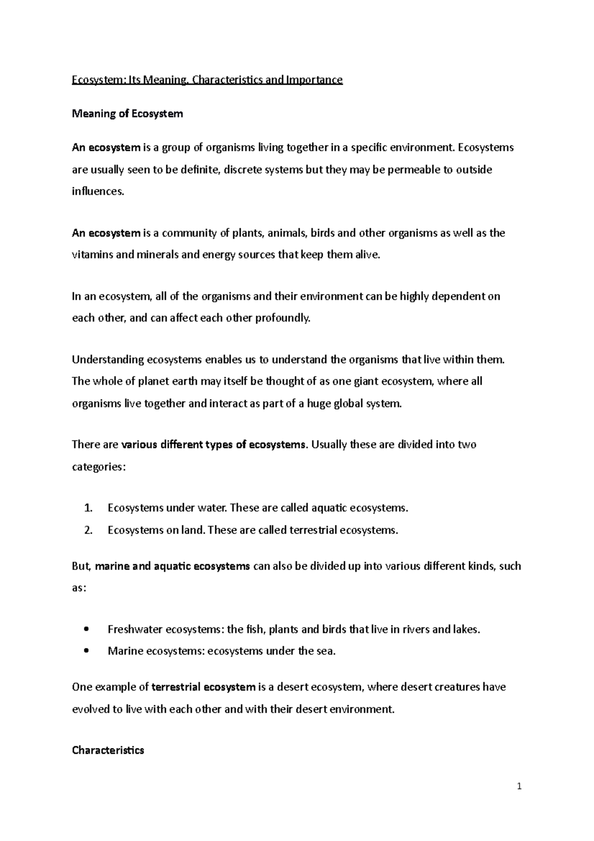 Ecosystem detailed - Ecosystem: Its Meaning, Characteristics and ...