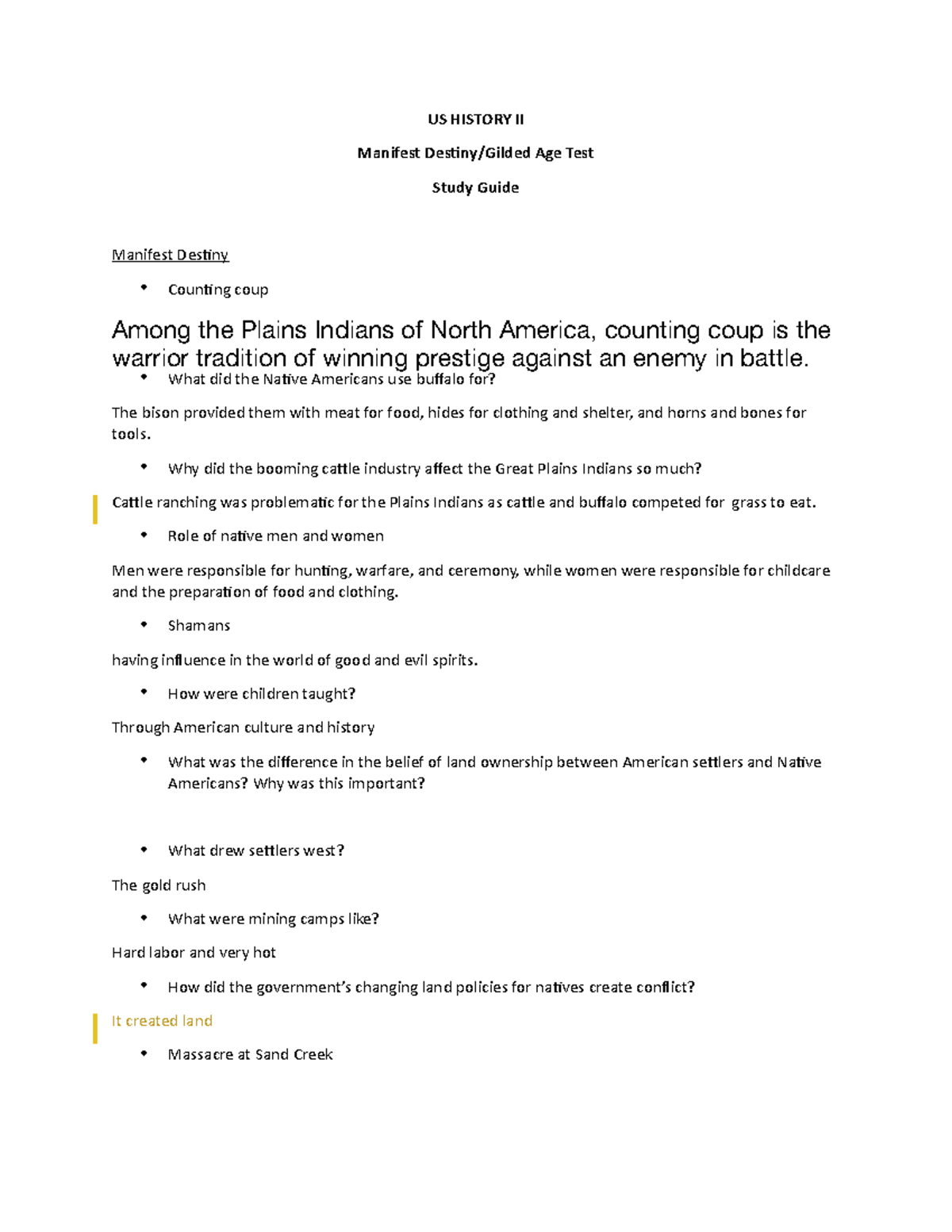 US MD+++Gilded+Test+SGbonus - US HISTORY II Manifest Des3ny/Gilded Age ...