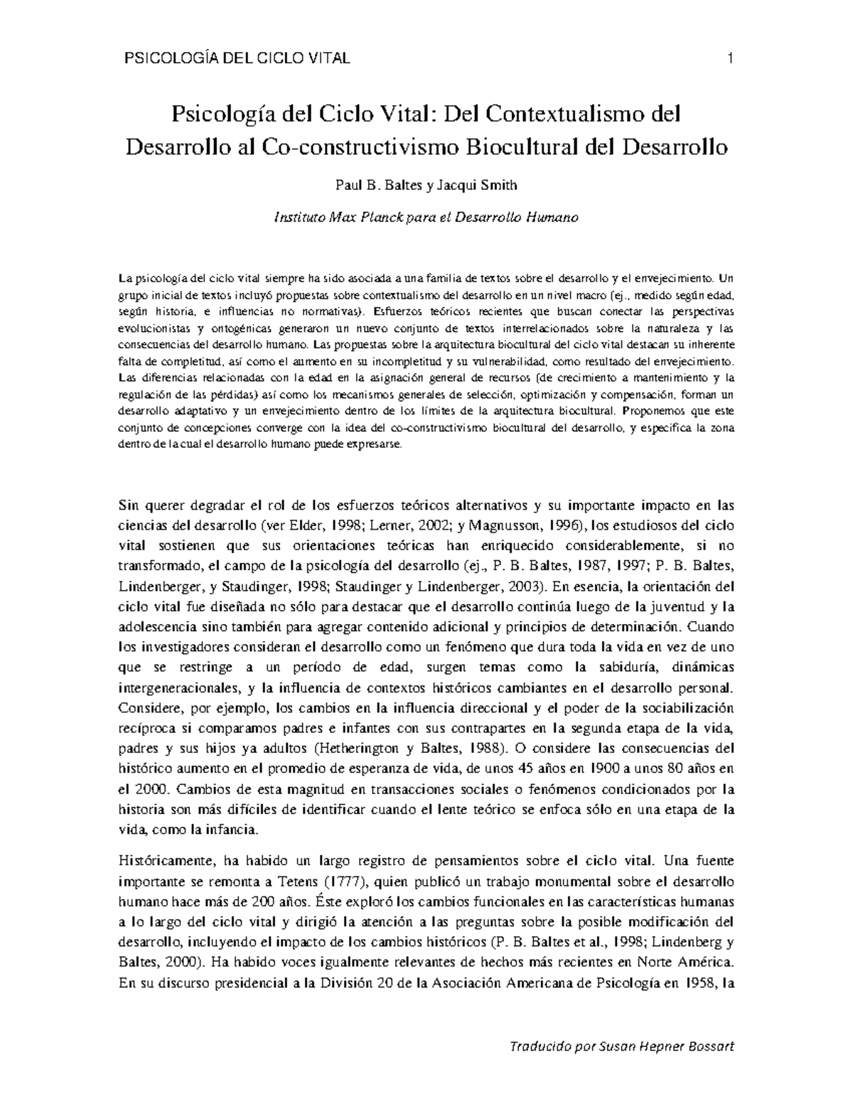 Control 1- Baltes y Smith (Traducido) - PSICOLOGÍA DEL CICLO VITAL 1 ...