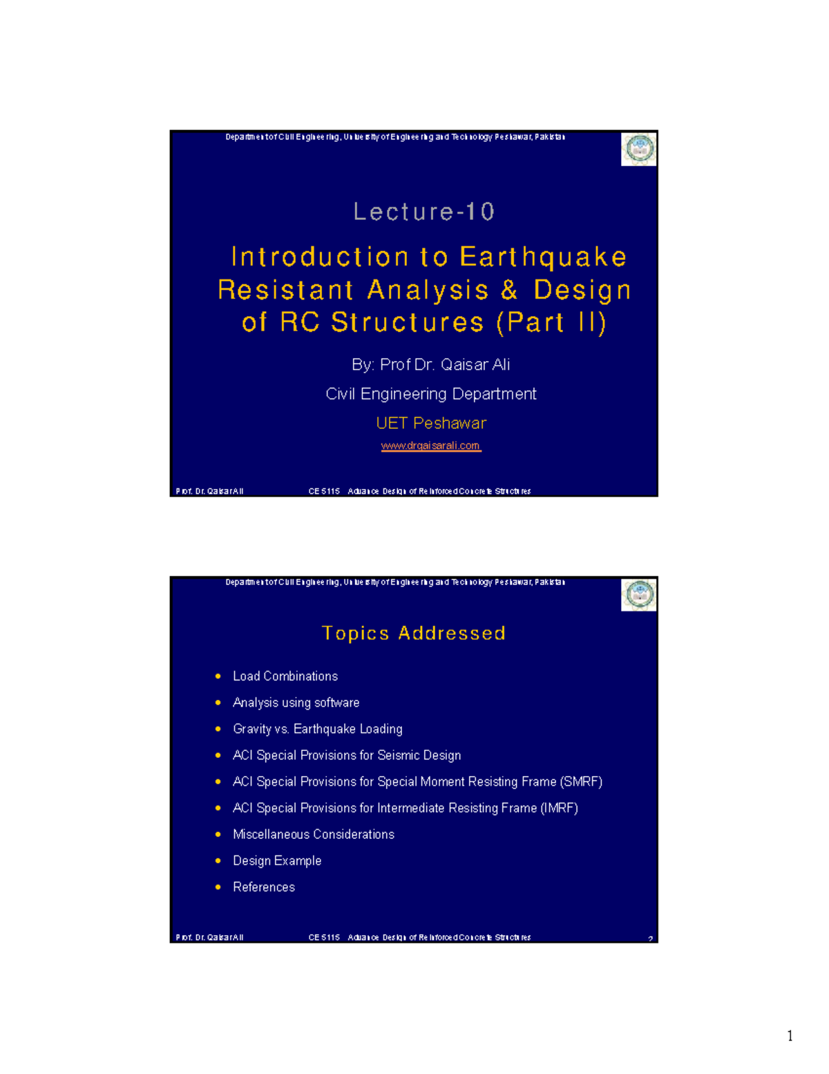 Lecture 10 Introduction to Earthquake Resistant Design of RC Structures (Part II) (color) - Prof ...