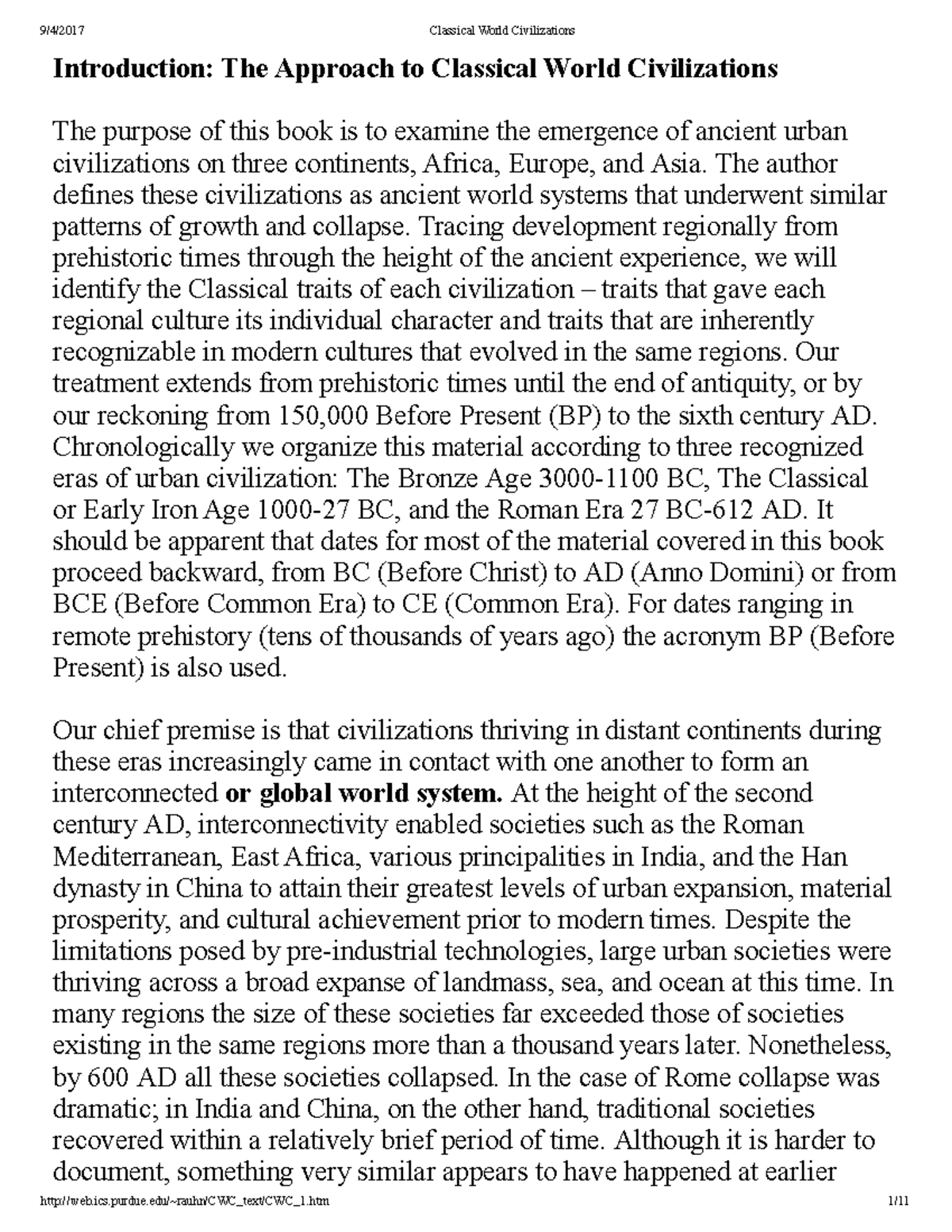 Introduction Classical World Civilizations - - Studocu