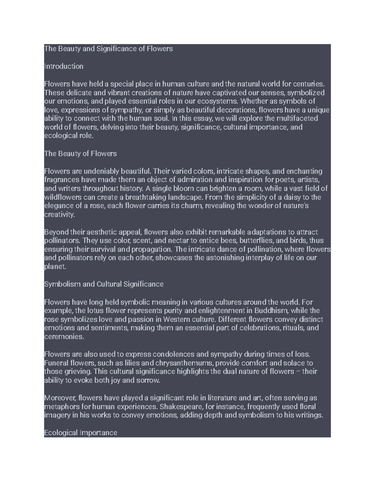 The Beauty and Significance of Flowers - The Beauty and Significance of ...