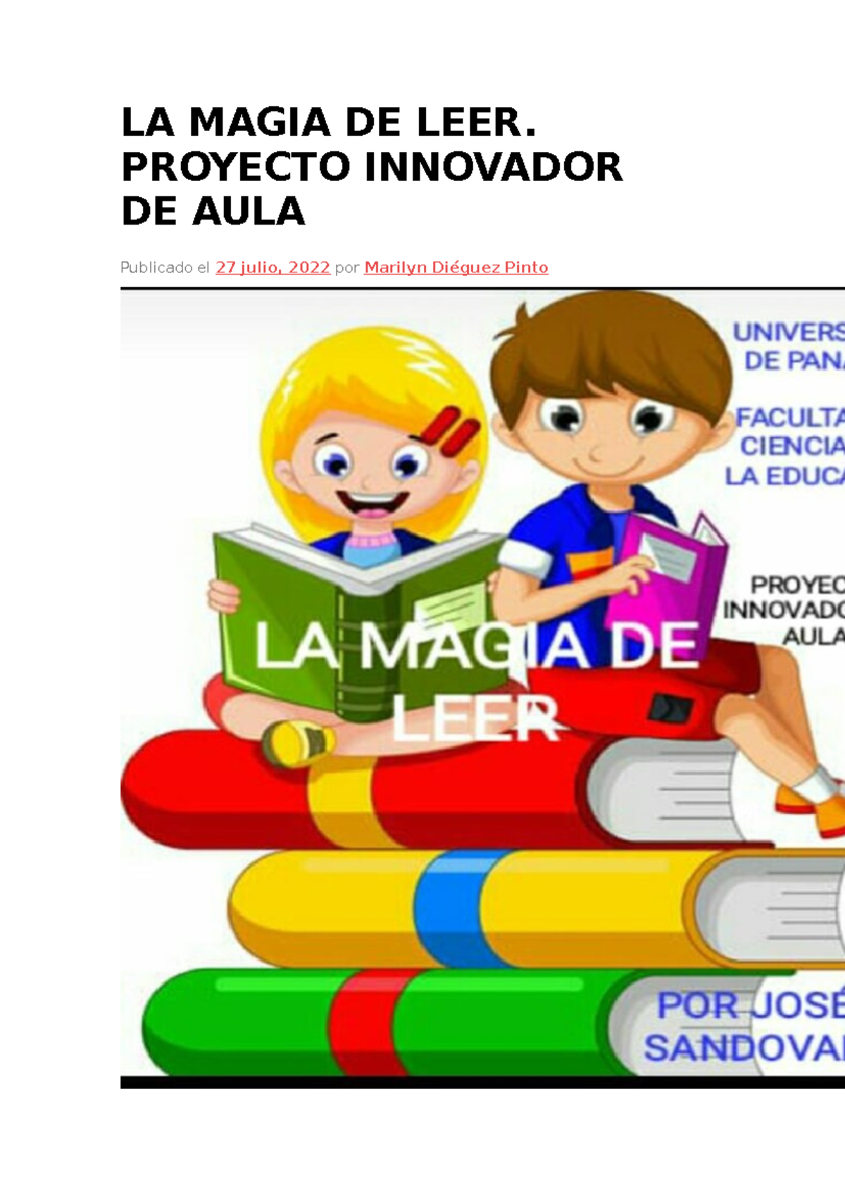 LA Magia DE LEER - LA MAGIA DE LEER. PROYECTO INNOVADOR DE AULA ...