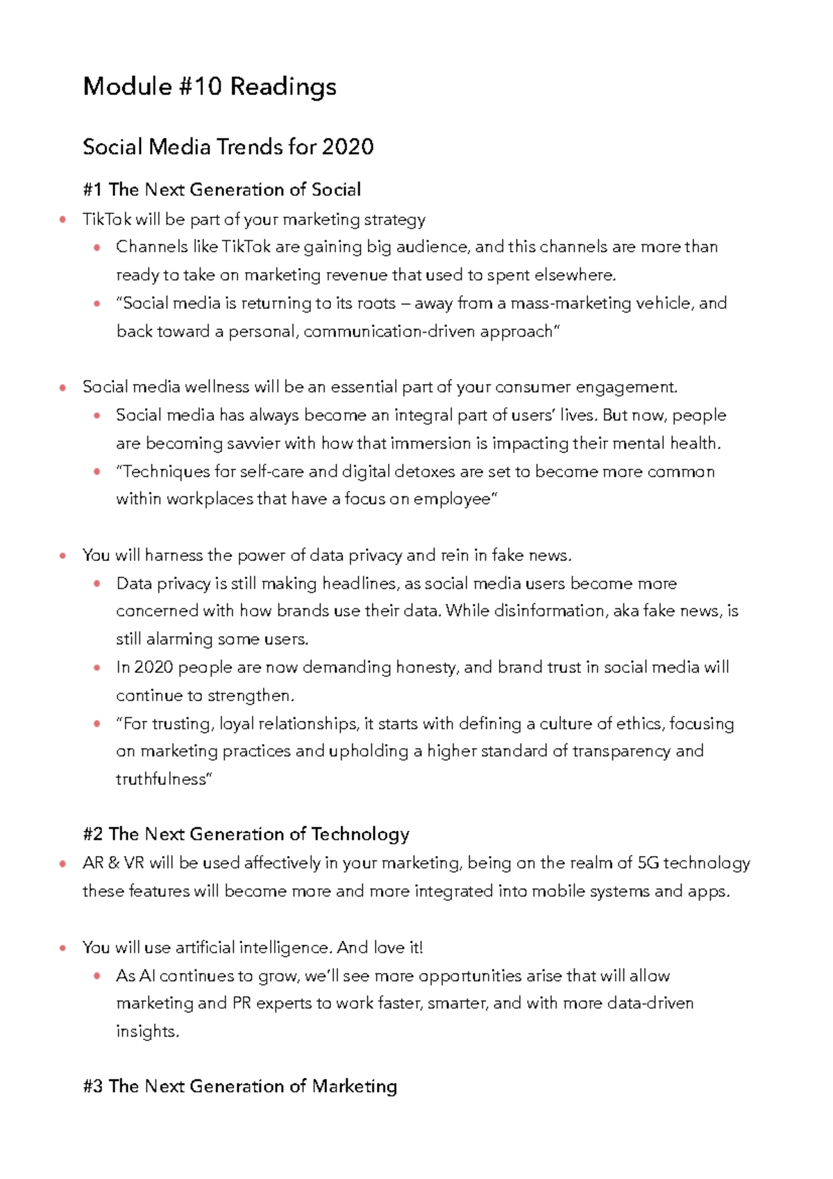 Module 10 Readings Notes - Module #10 Readings Social Media Trends for ...