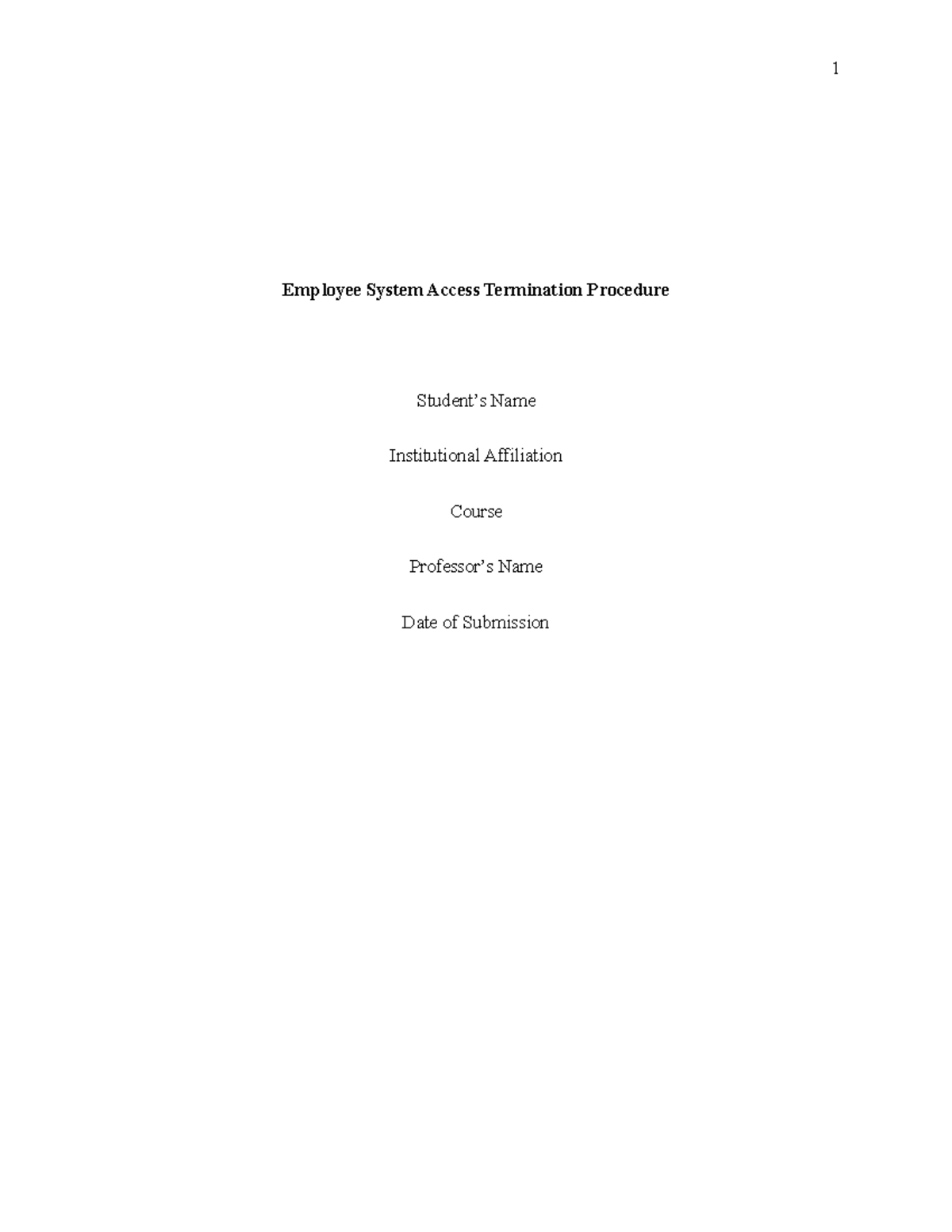 CASE 2-35-Employee System Access Termination Procedure - Employee ...