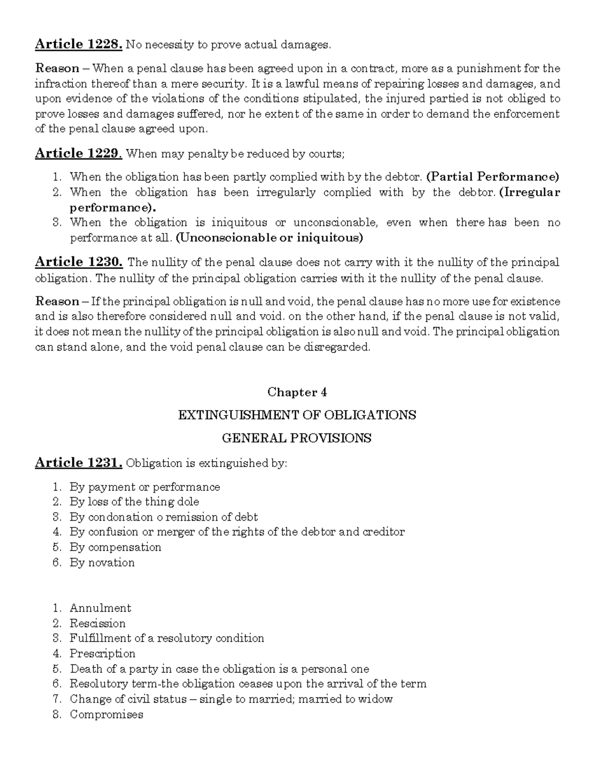 LAW (Finals) - Lecture - Article 1228. No necessity to prove actual ...