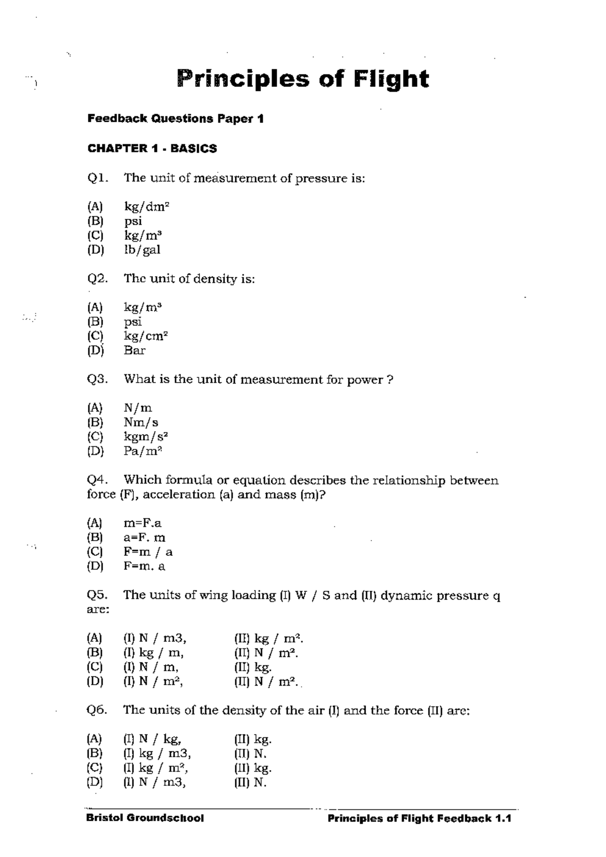 Principles of flight Ques Ans 1 - flight dispatch - Studocu