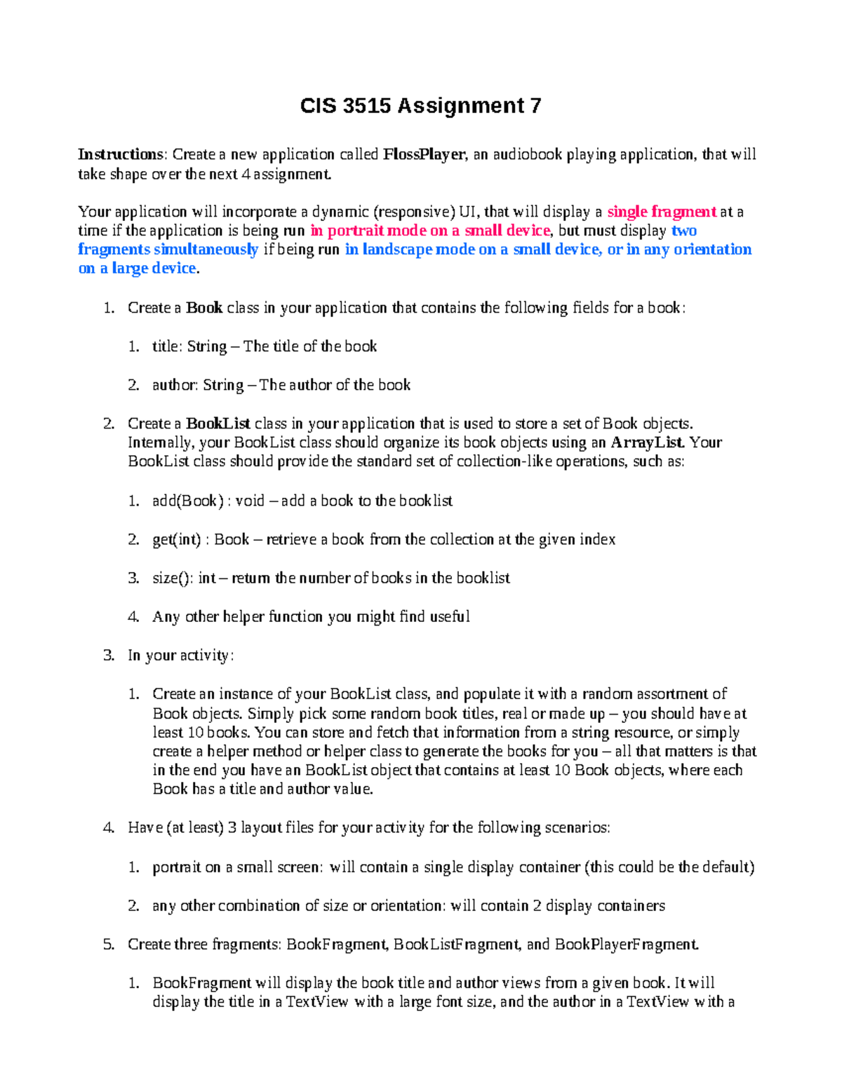 Assignment 7 - Your application will incorporate a dynamic (responsive ...