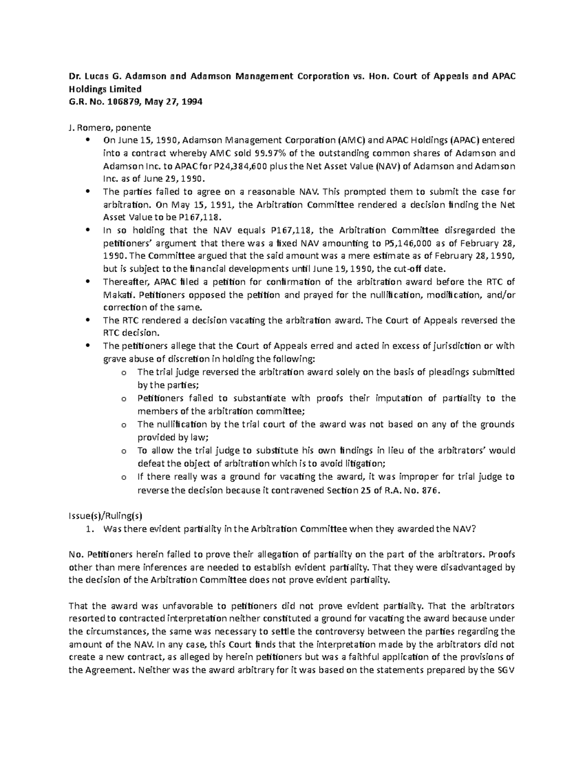 Alternative Dispute Resolution - Dr. Lucas G. Adamson and Adamson ...