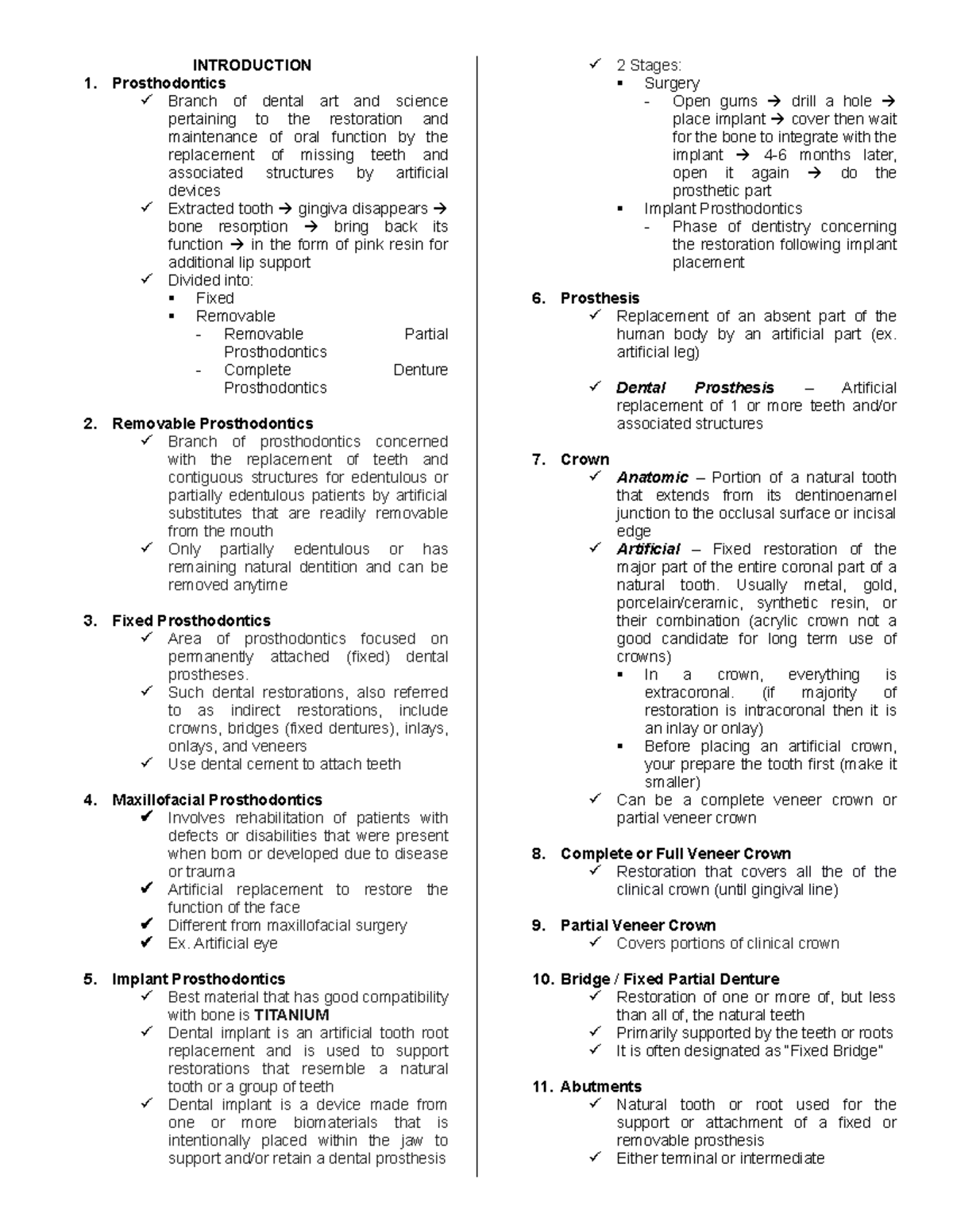 Prostho-prelim - INTRODUCTION 1. Prosthodontics Branch of dental art ...