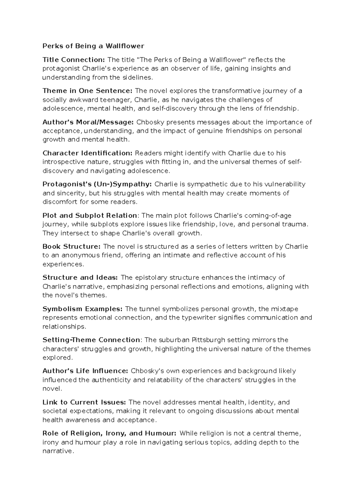 Perks of Being a Wallflower - Stephen Chbosky - Perks of Being a ...