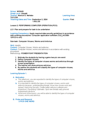 TLE8 - tle - A Detailed Lesson Plan in Grade 8 TLE-Agriculture I ...