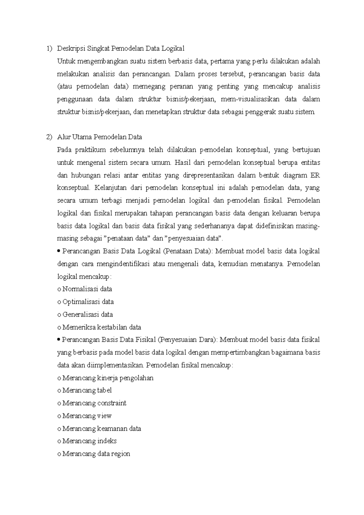 Deskripsi Singkat Pemodelan Data Logikal - Dalam proses tersebut ...
