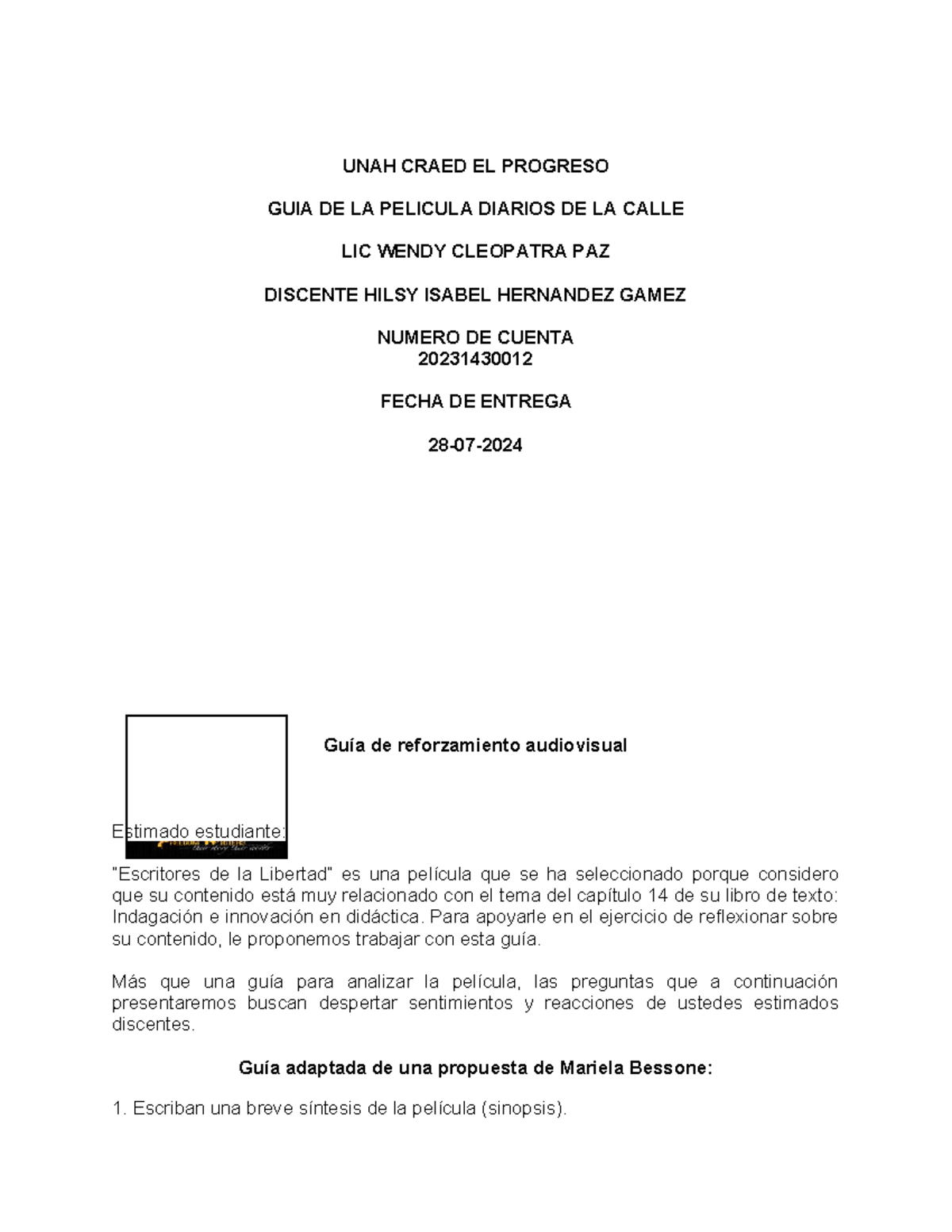 Escritores de la libertad Hilsy Hernandez - UNAH CRAED EL PROGRESO GUIA ...