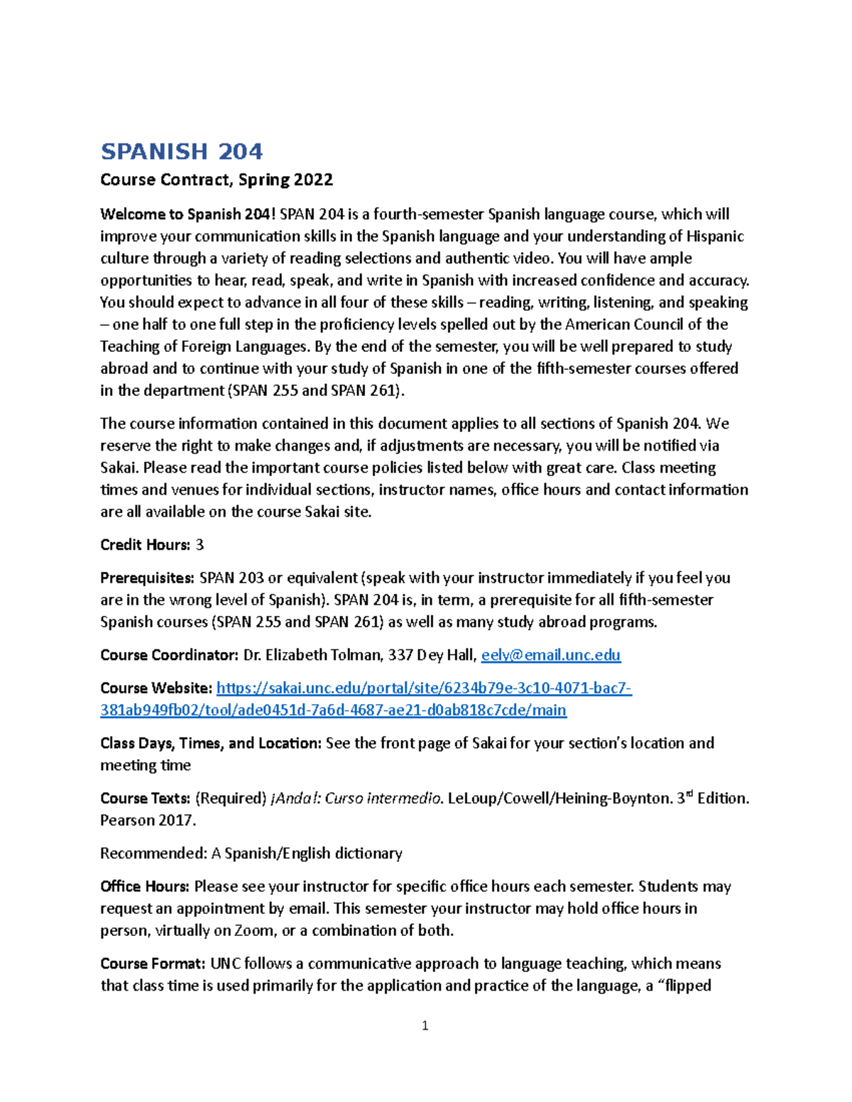 SPAN 204 MWF Syllabus Spring 2022 - SPANISH 204 Course Contract, Spring ...