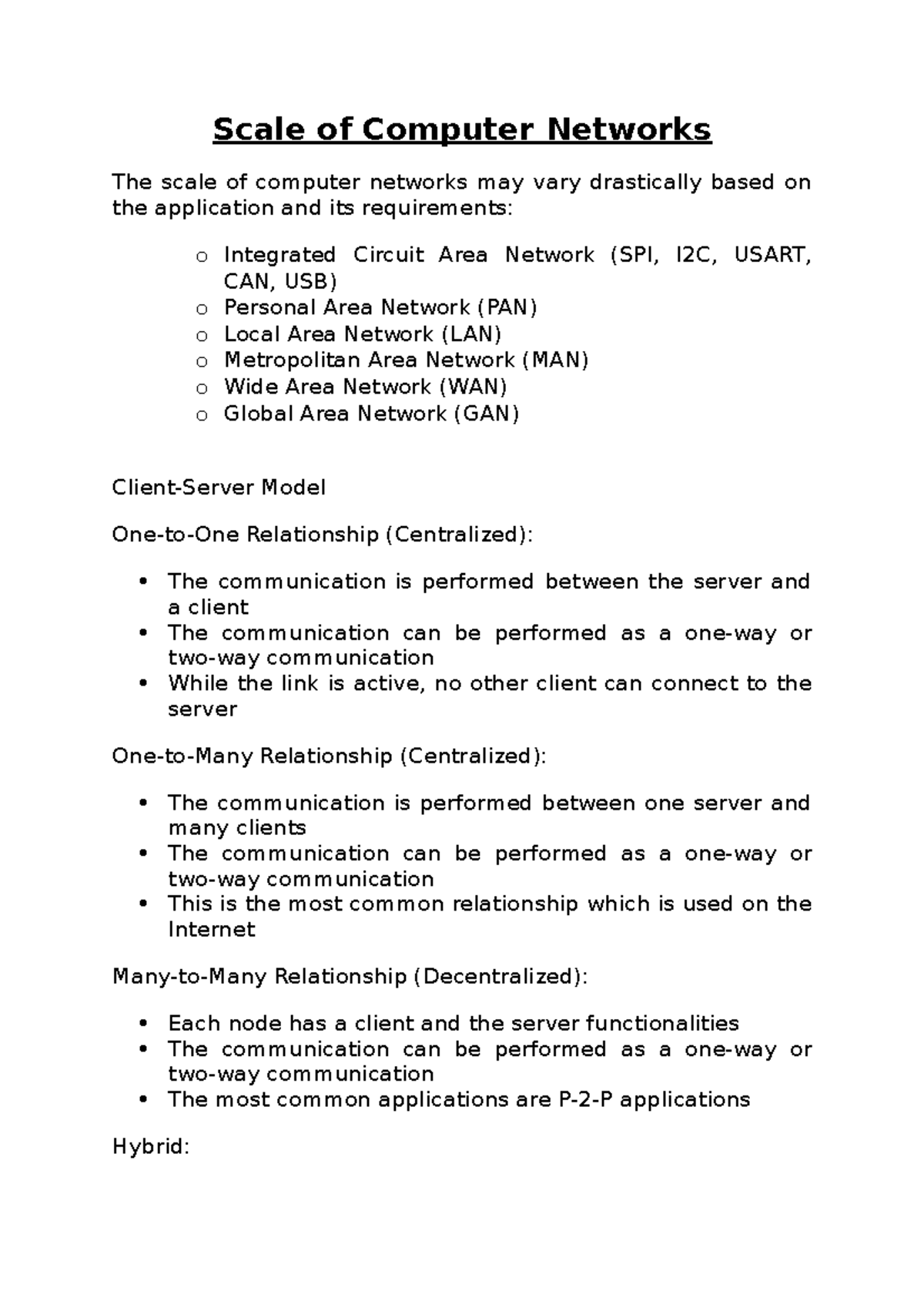 Scale of Computer Networks - Loosely-coupledsystem–is a type of ...