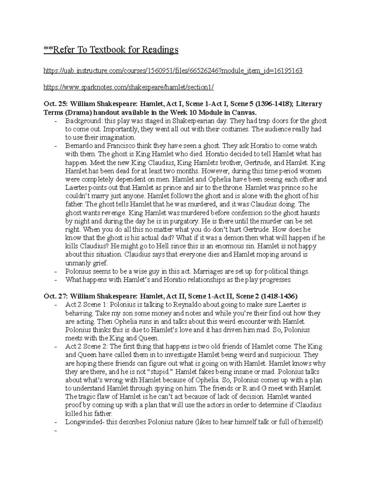 Exam 3 - Material - Forms of Lit - **Refer To Textbook for Readings ...