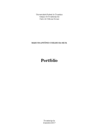 Portfólio - Federal Universidade Federal do UFT Campus de Curso de ...