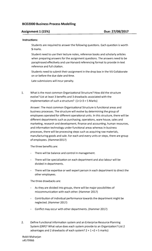 Assignment 2 - Business process modelling - BCO Assignment 2: System ...