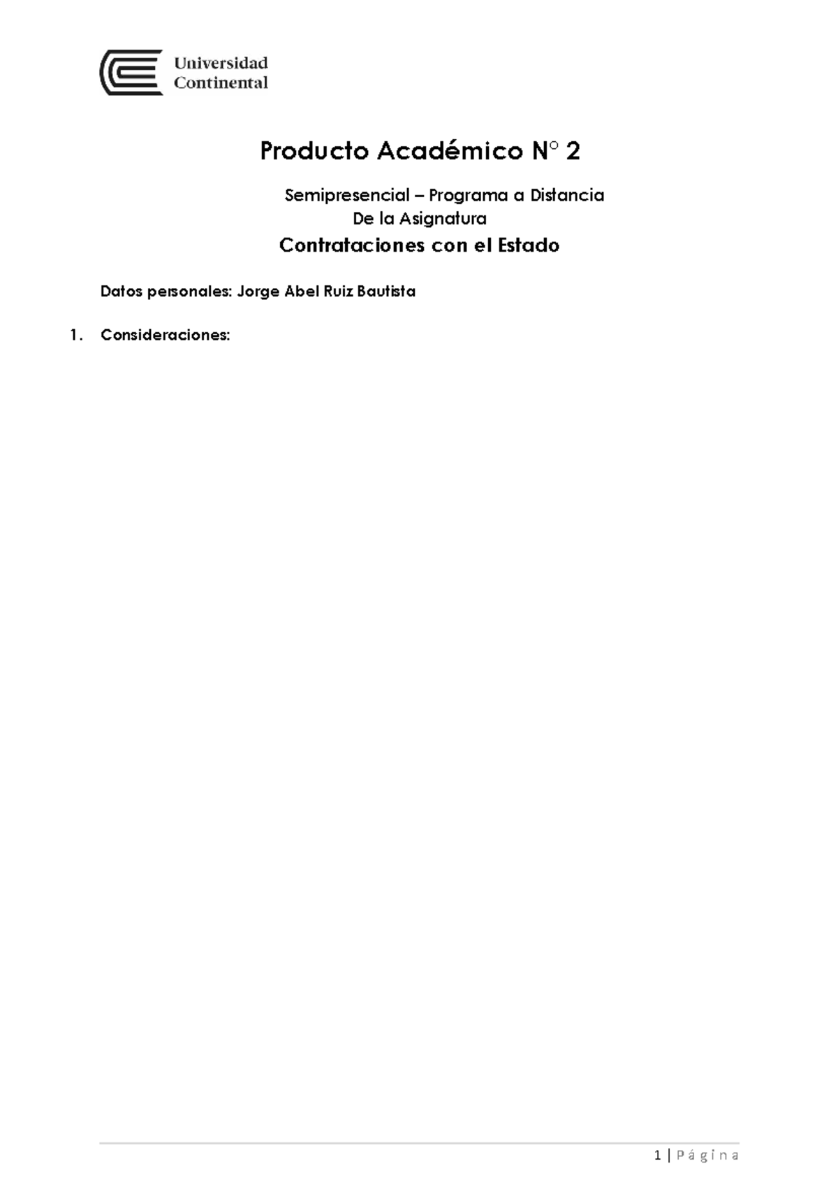 PA2 Contrataciones CON EL Estado - Producto Académico N° 2 Semipresencial – Programa a Distancia ...