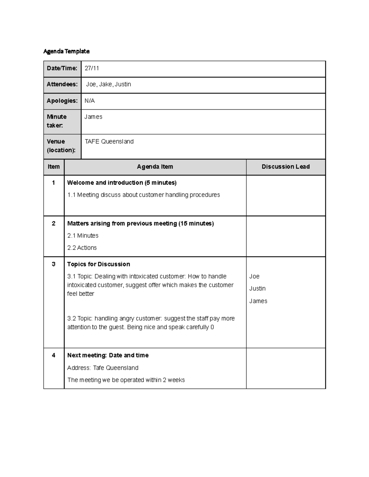 Agenda Template - nothing - Agenda Template Date/Time: 27/ Attendees ...