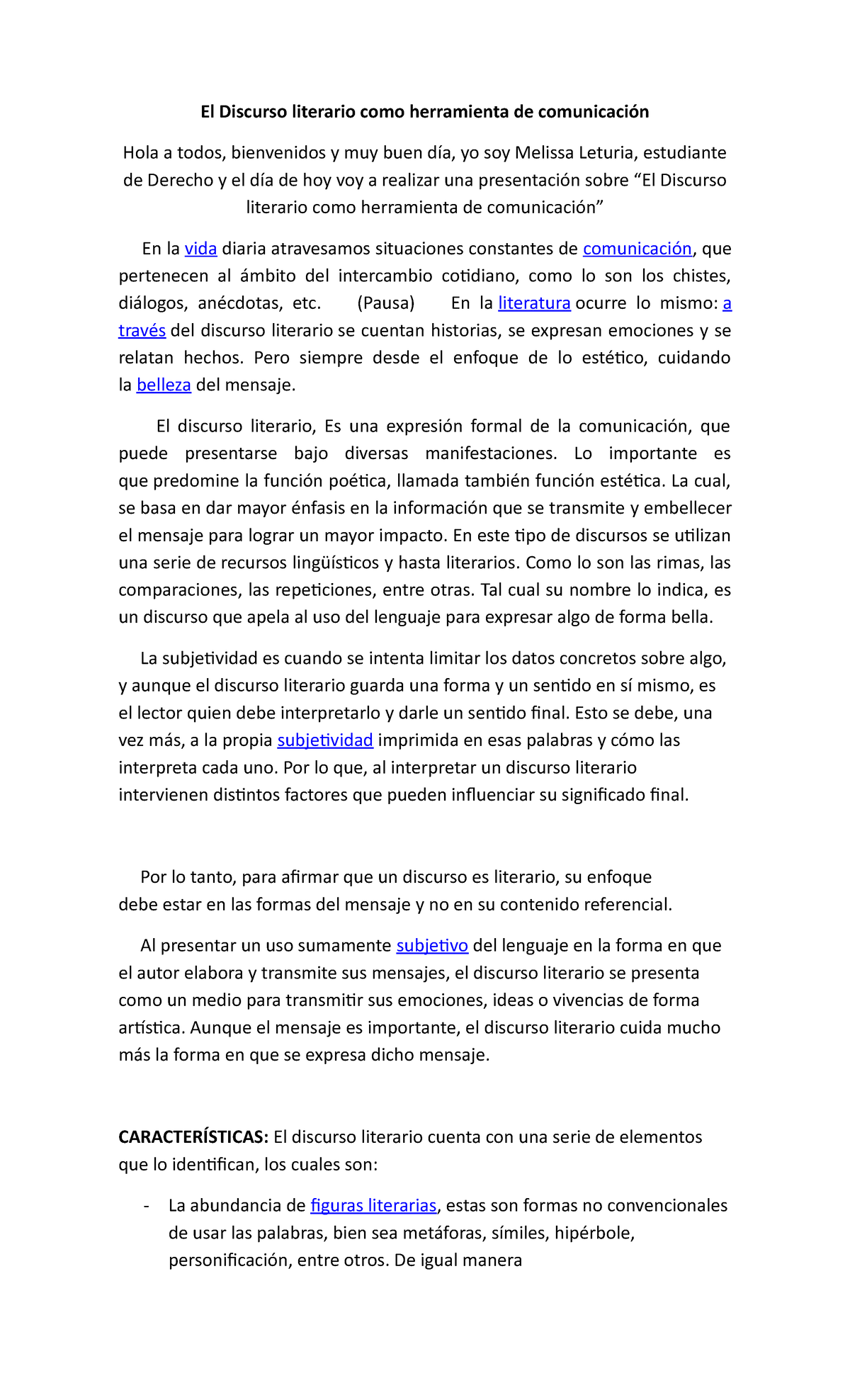 El Discurso literario como herramienta de comunicación - (Pausa) En la ...