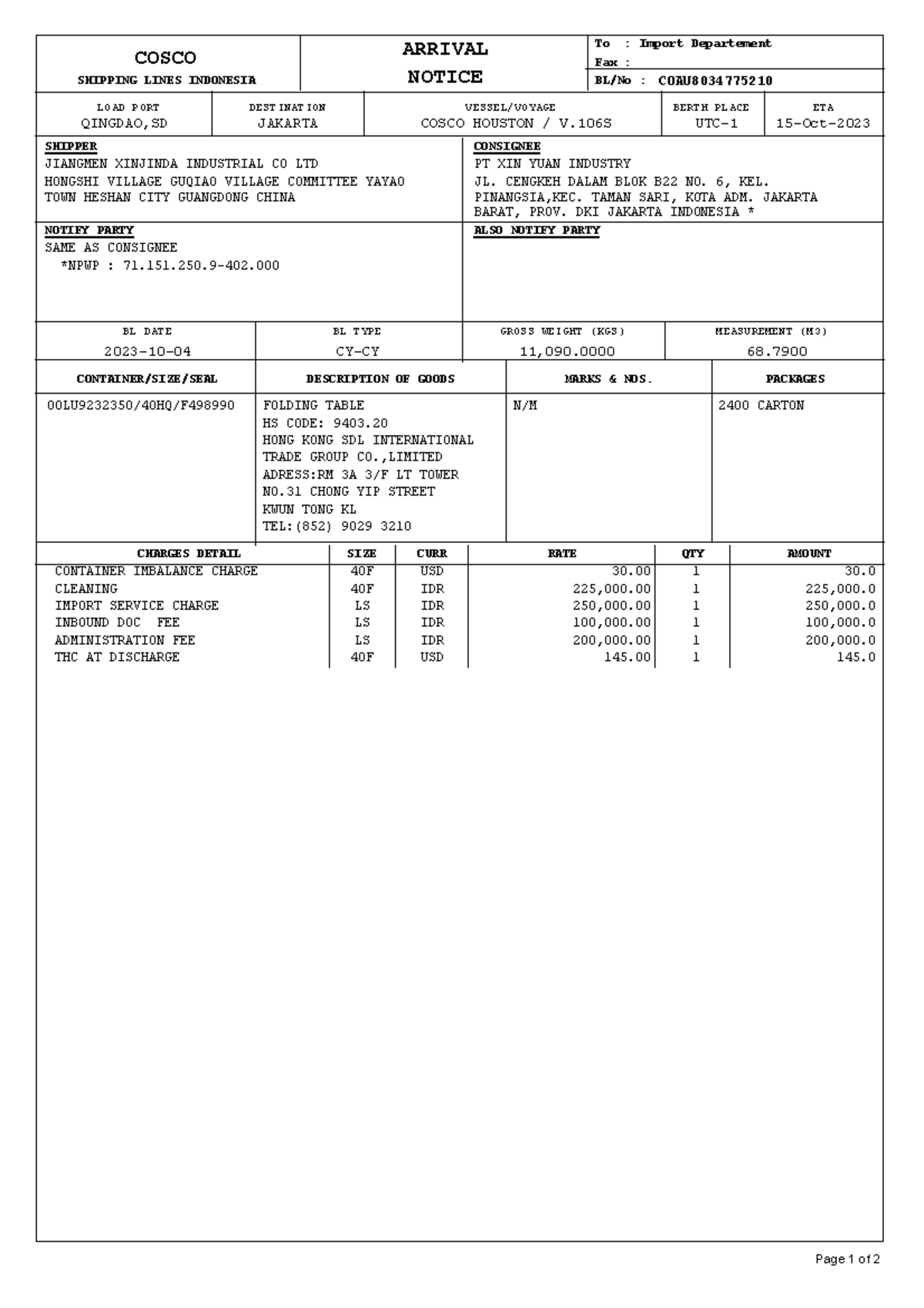 NOA-8034775210 - Plester - Getting to Yes - SHIPPING LINES INDONESIA ...