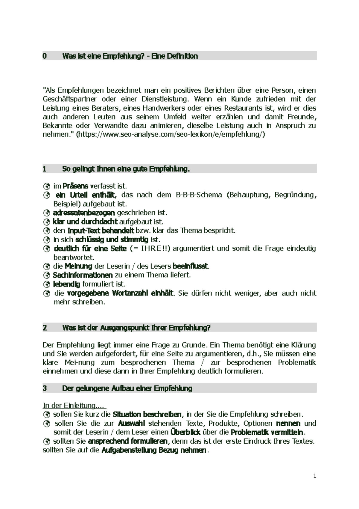 Empfehlung - Nur ne Zusammenfassung für die Matura - 0 Was ist eine ...