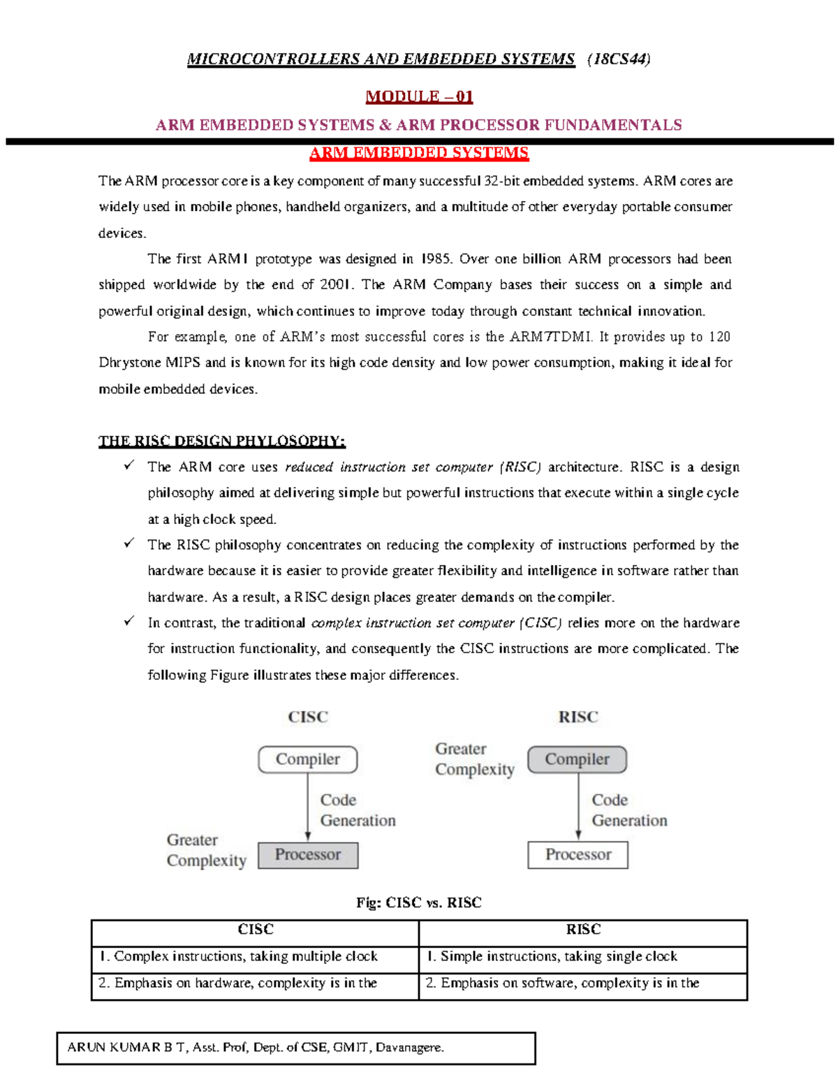 MC&ES-Module 1-CSE-Notes (1) - ARUN KUMAR B T, Asst. Prof, Dept. of CSE ...