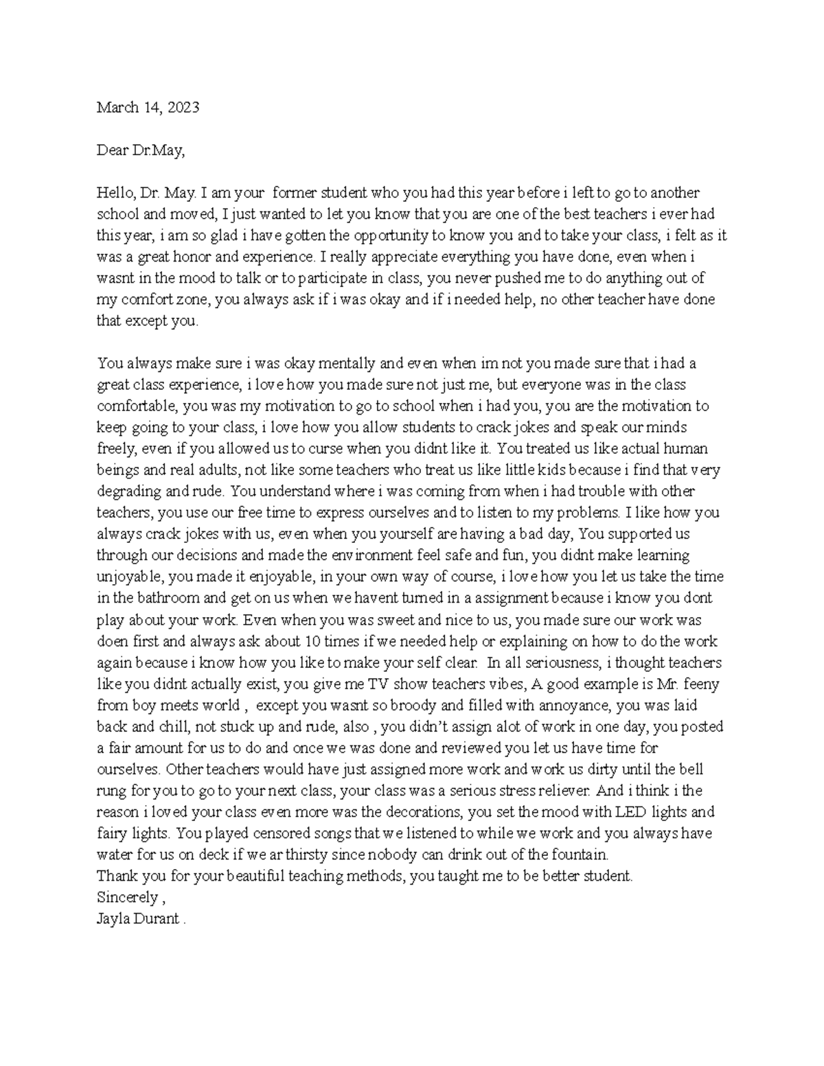 Formal Letter Writing activity - March 14, 2023 Dear Dr, Hello, Dr. May ...