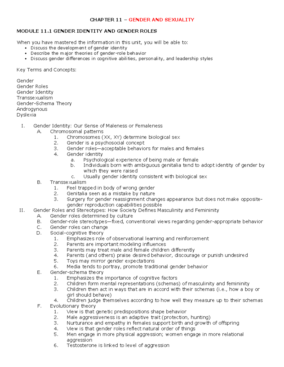 Ch11 Gender and Sexuality - CHAPTER 11 – GENDER AND SEXUALITY MODULE 11 ...