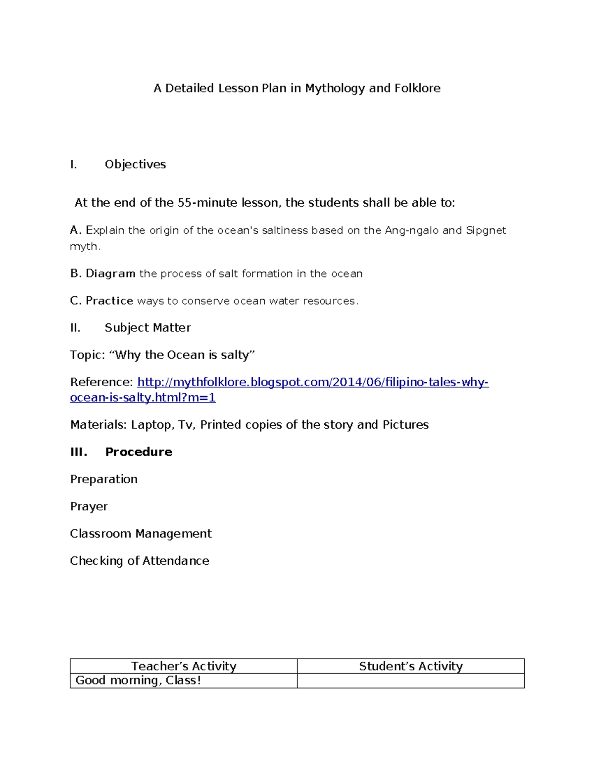 DEM0 2 - demo - A Detailed Lesson Plan in Mythology and Folklore I ...