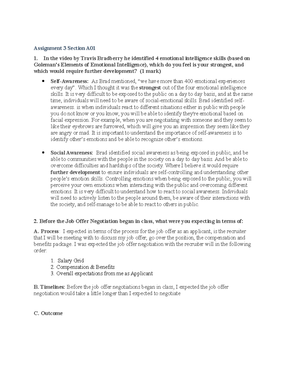 HRMT 4440- Assignment #3 - Assignment 3 Section A 1. In the video by ...