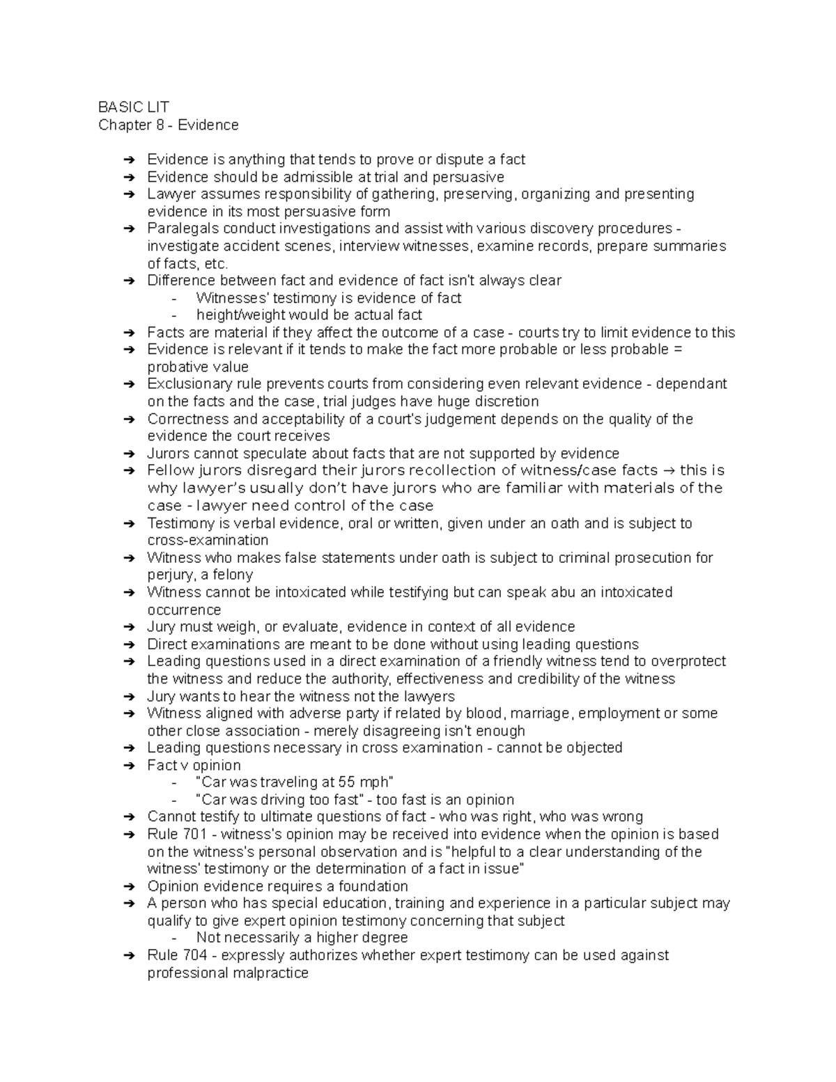 Chapter 8 - Notes & Vocab - BASIC LIT Chapter 8 - Evidence Evidence is ...