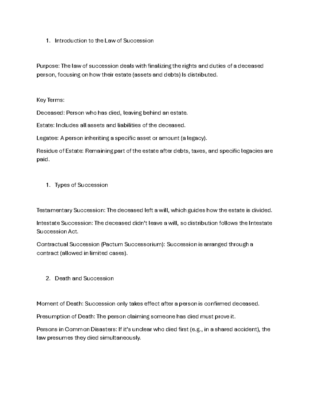 PVL2602 DIGESTIBLE NOTES - Introduction to the Law of Succession ...