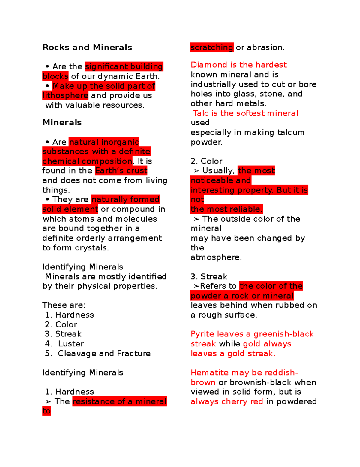 Rocks and Minerals - lesson - Rocks and Minerals - Are the significant ...