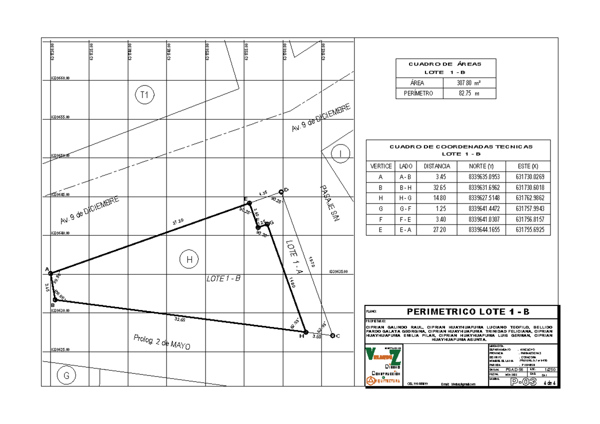LOTE 1B - subdivision de lote - VERTICE LADO DISTANCIA NORTE (Y) ESTE ...
