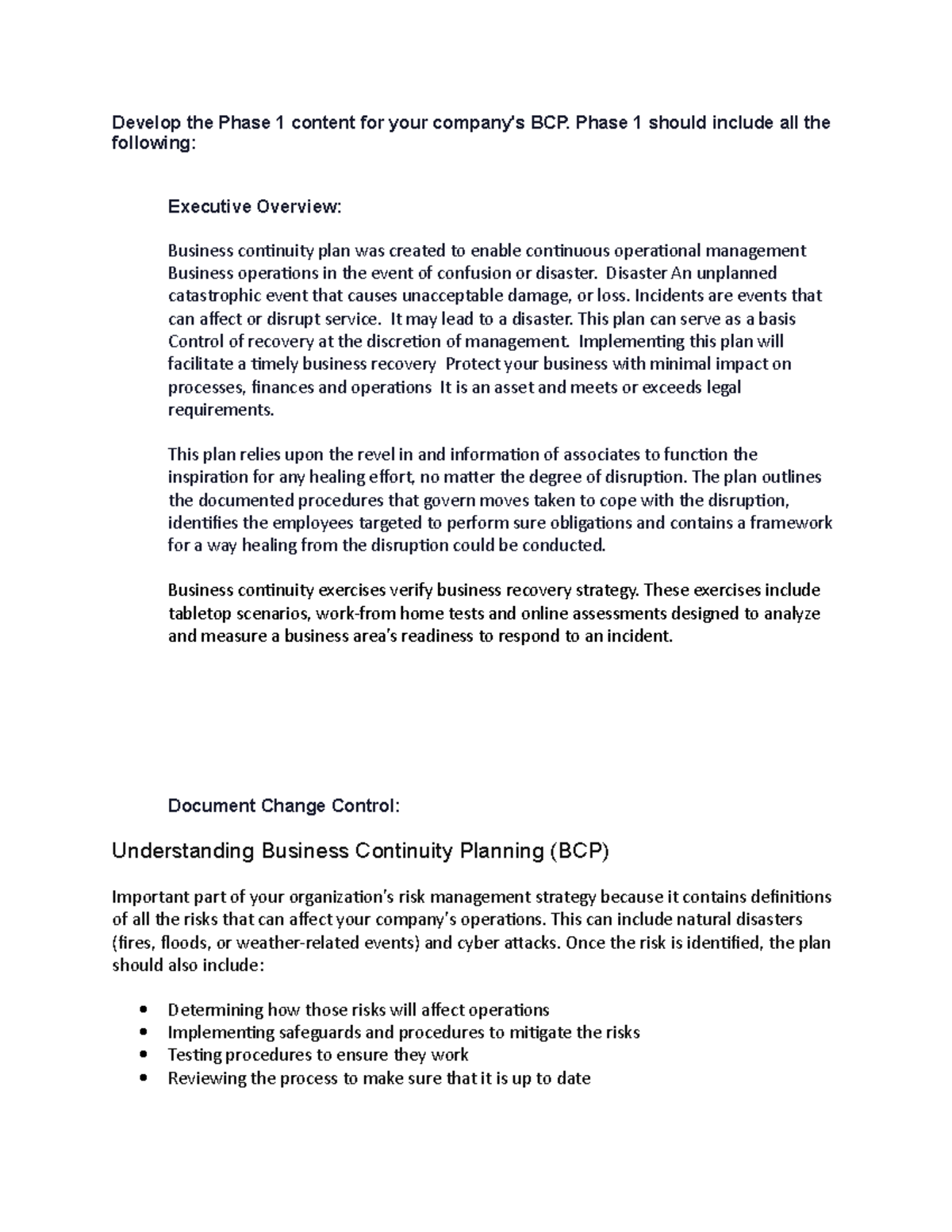 Develop the Phase 1 content for your company - Develop the Phase 1 ...