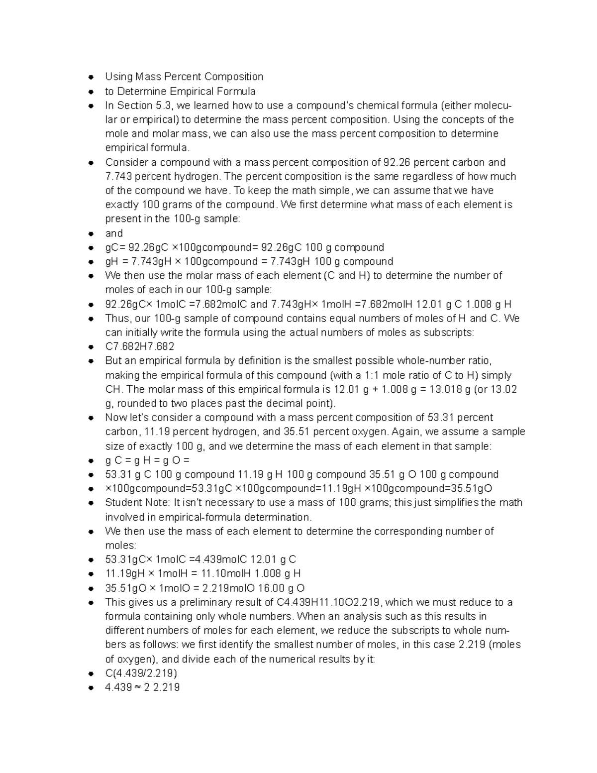 Chem Empirical Formula - Using Mass Percent Composition to Determine ...
