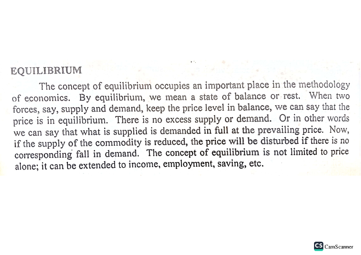 Equilibrium - Micro Economics I - CamScanner - Studocu
