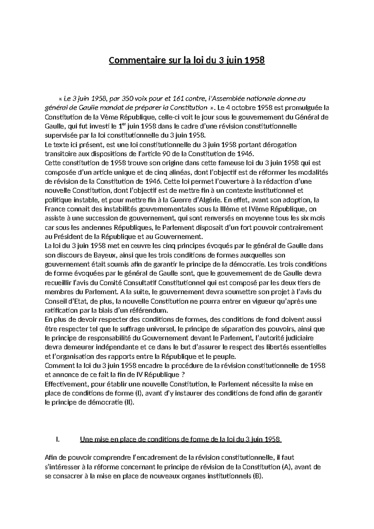 Commentaire sur la loi du 3 juin 1958 - Commentaire sur la loi du 3 ...