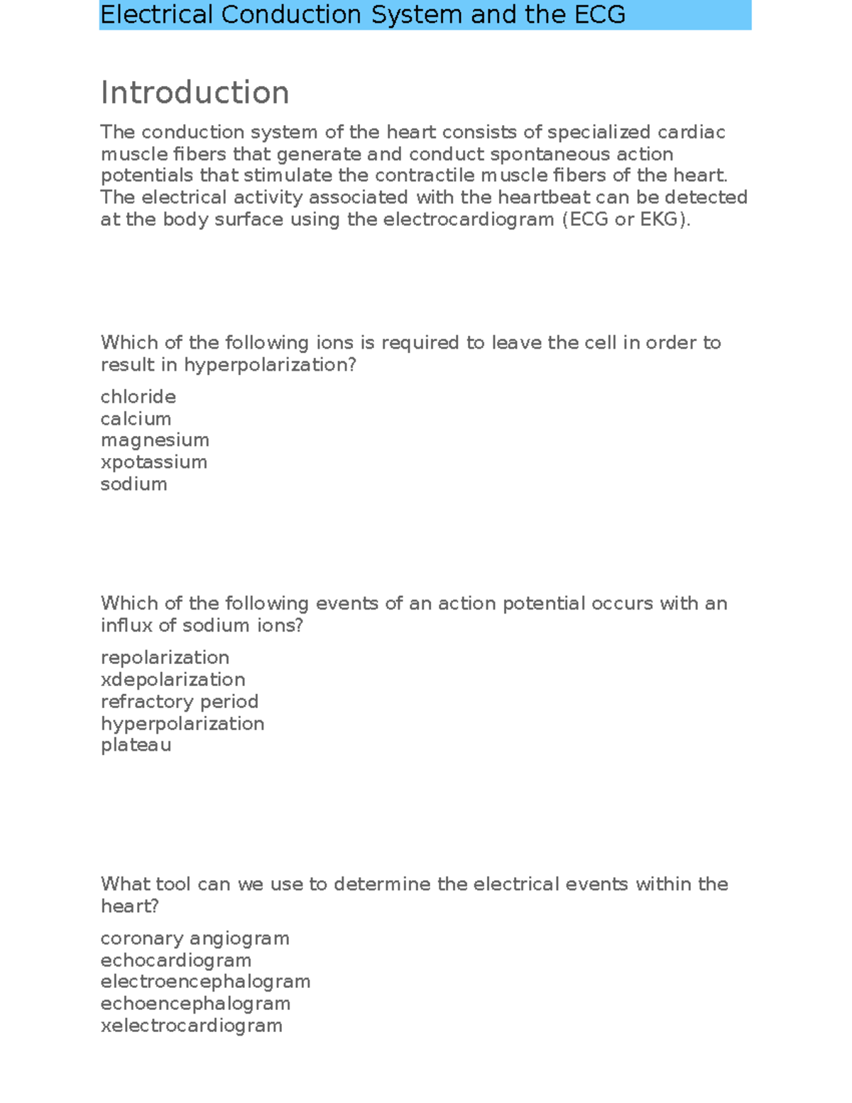 Electrical Conduction System and the ECG - Electrical Conduction System ...
