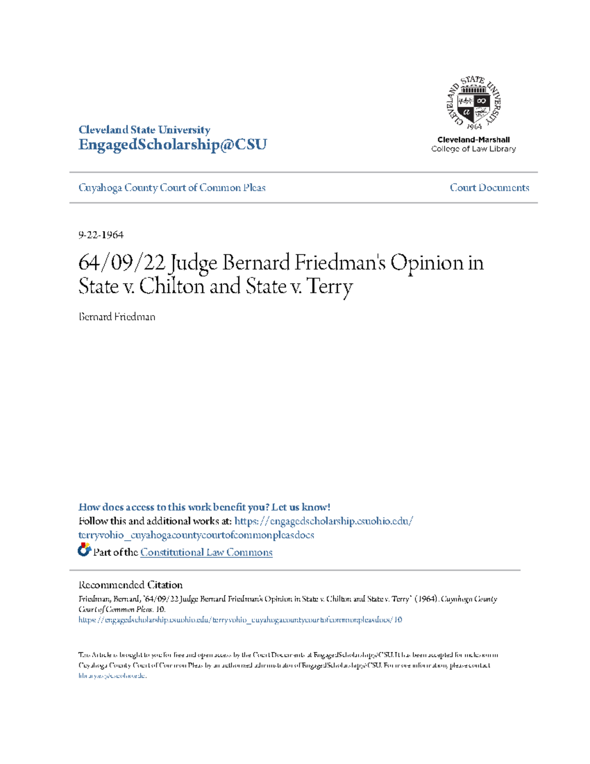 Judge+Bernard+Friedman%27s+Opinion+in+State+v - Cleveland State ...