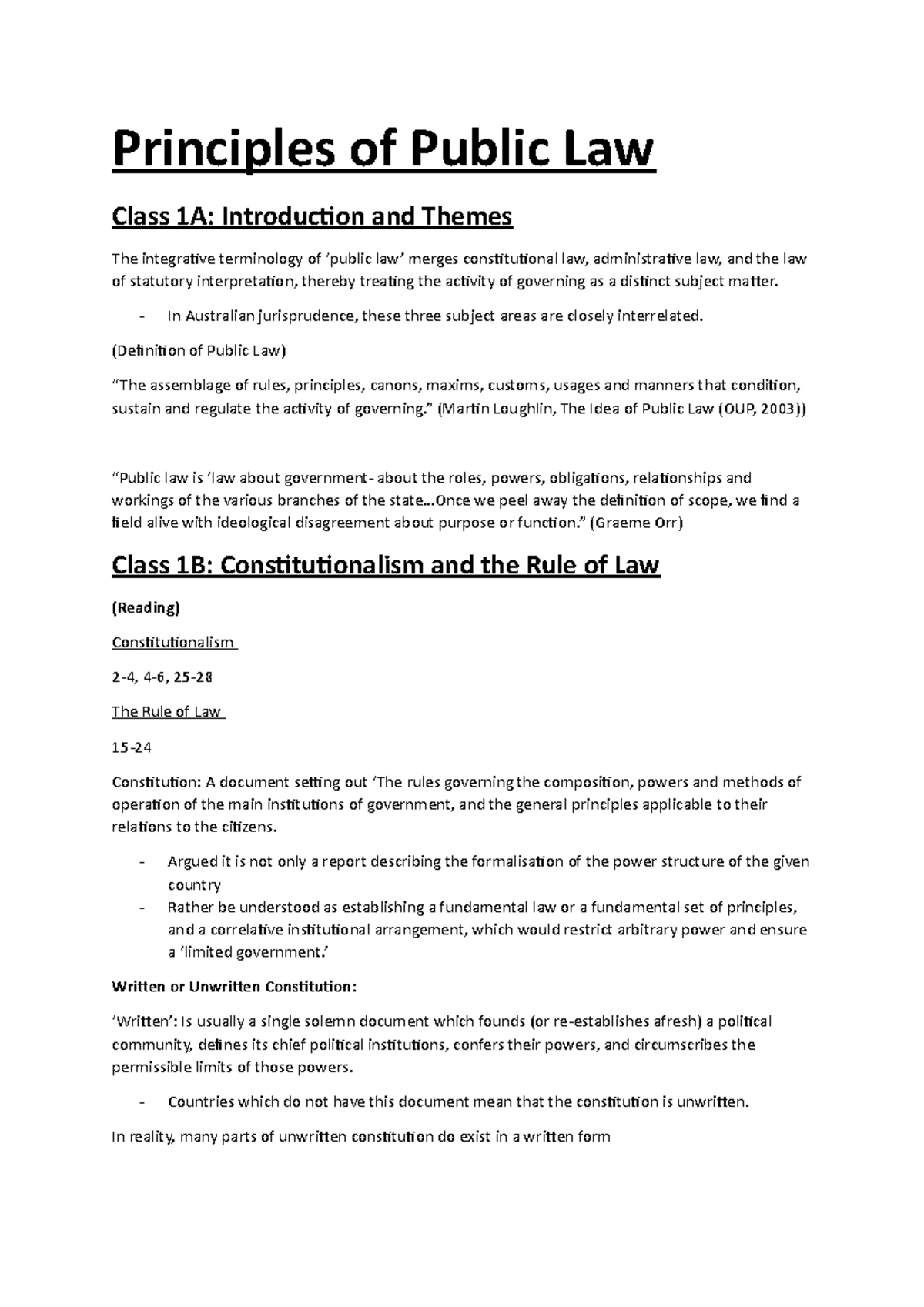 Principles of Public Law Notes 2015 ext - Principles of Public Law ...